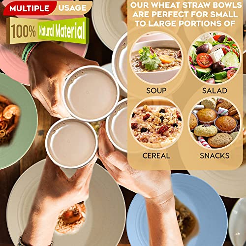 GATO Wheat Straw Dinnerware Sets (12pcs) - Microwave Safe, Eco-Friendly & Reusable Dinnerware Set for Kids, Adults - Includes Unbreakable, Dishwasher Safe Plates, Bowls, & Cups - Multicolor Design