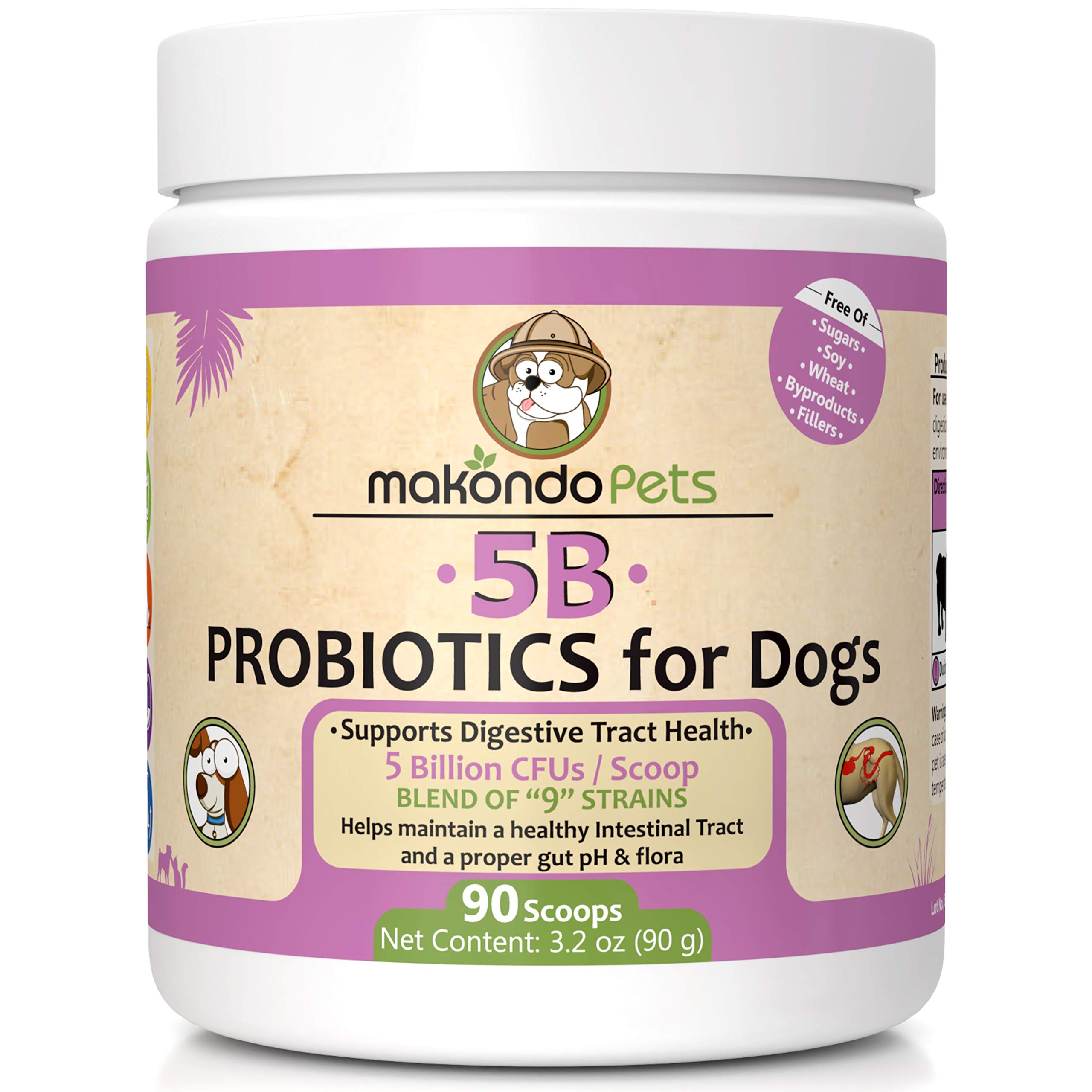 Probiotics for Dogs & PuppiesâExtra Strength 9 Species, 5 Billion CFU per Scoop of Dog Probiotics and Digestive Enzymes for Dogs. Support Fiber for Dogs & Dog Allergy Reliefâ Powder Probiotic for Dogs