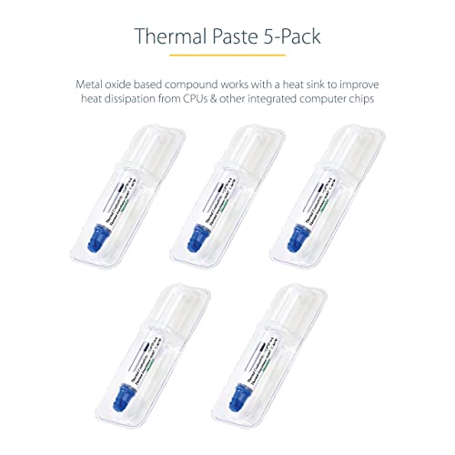 StarTech.com Thermal Paste, Metal Oxide Compound, Pack of 5 Re-sealable Syringes (1.5g / each), CPU/GPU Thermal Grease Paste (SILV5-THERMAL-PASTE)
