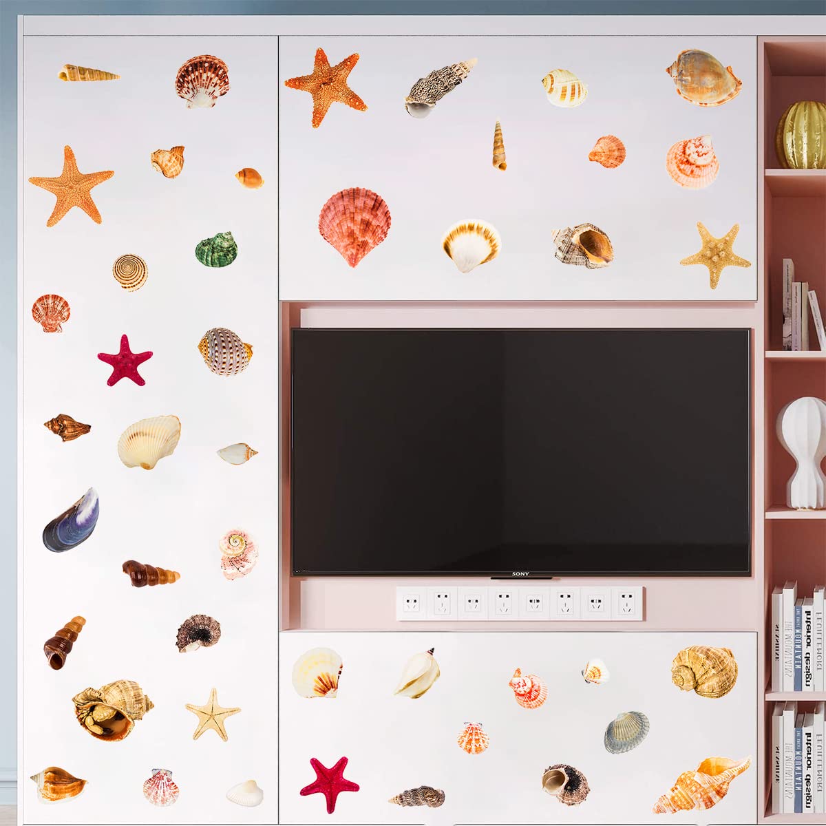 WOYINIS Lifelike 3D Seashells Wall Decals, DIY Removable Conch Scallop Starfish Wall Stickers, Peel & Stick Beach Wall Decals for Living Room Bedroom Kids Room Playroom Nursery Bathroom Decor