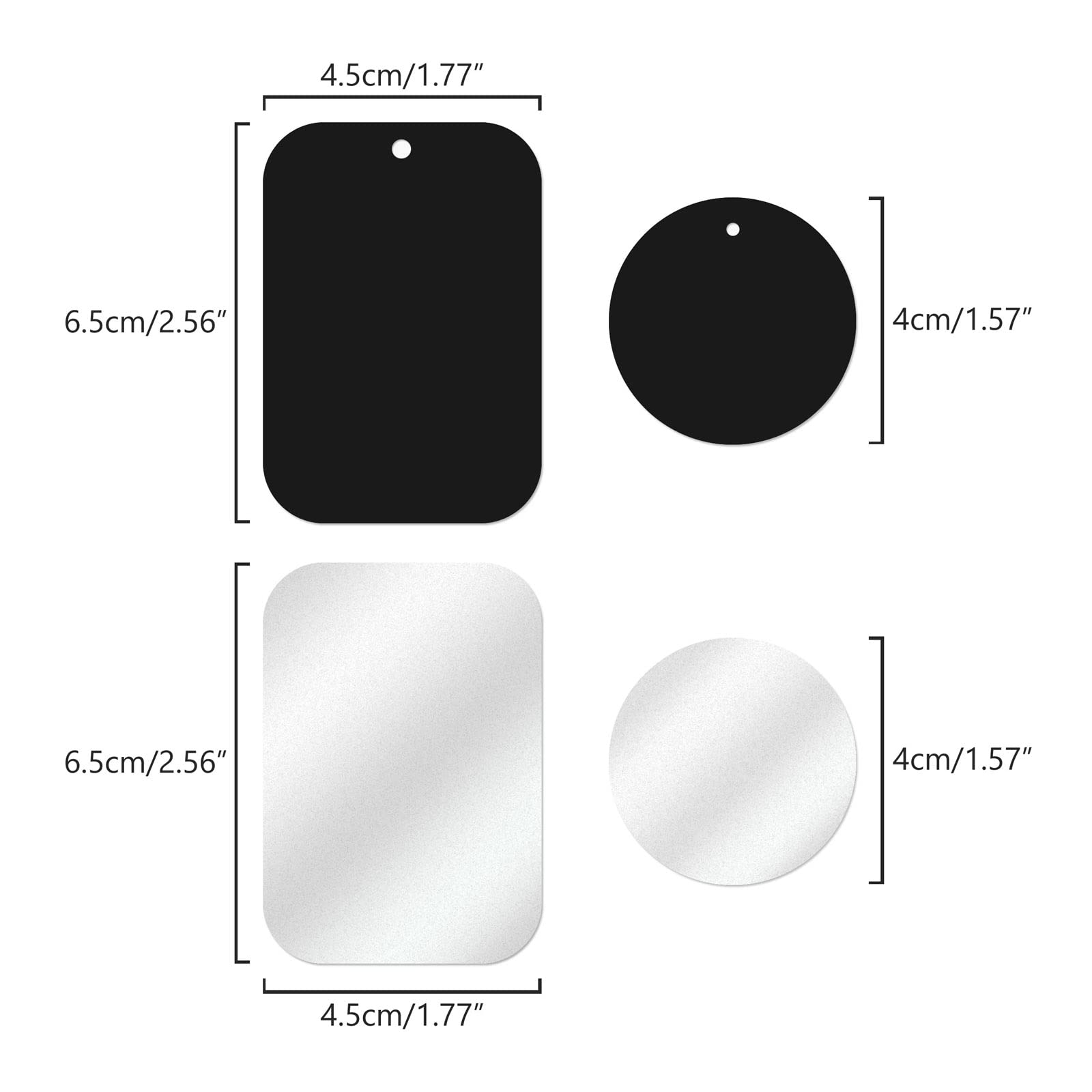 GDMINLO Mount Metal Plate(4Pack) for Magnetic Car Mount Phone Holder with Full Adhesive for Phone Magnet, Magnetic Mount, Car Mount Magnet(2 Rectangle and 2 Round)