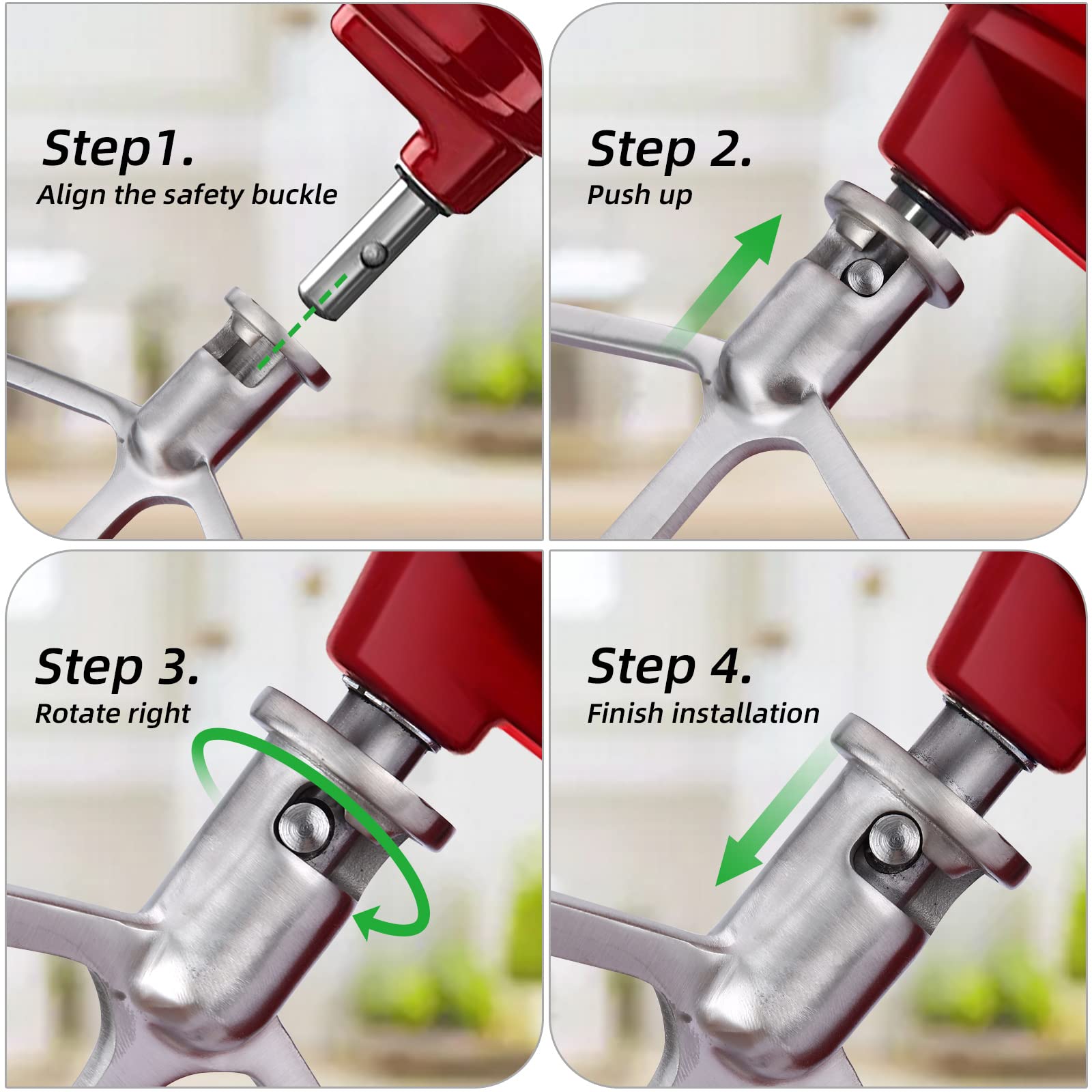 Gdrtwwh Stainless Steel Flat Beater Attachment for KitchenAid 5 & 6-Quart Bowl-Lift Mixer,for Baking - Pastry, Pasta Dough, Mixing Accessory(Dishwasher Safe)