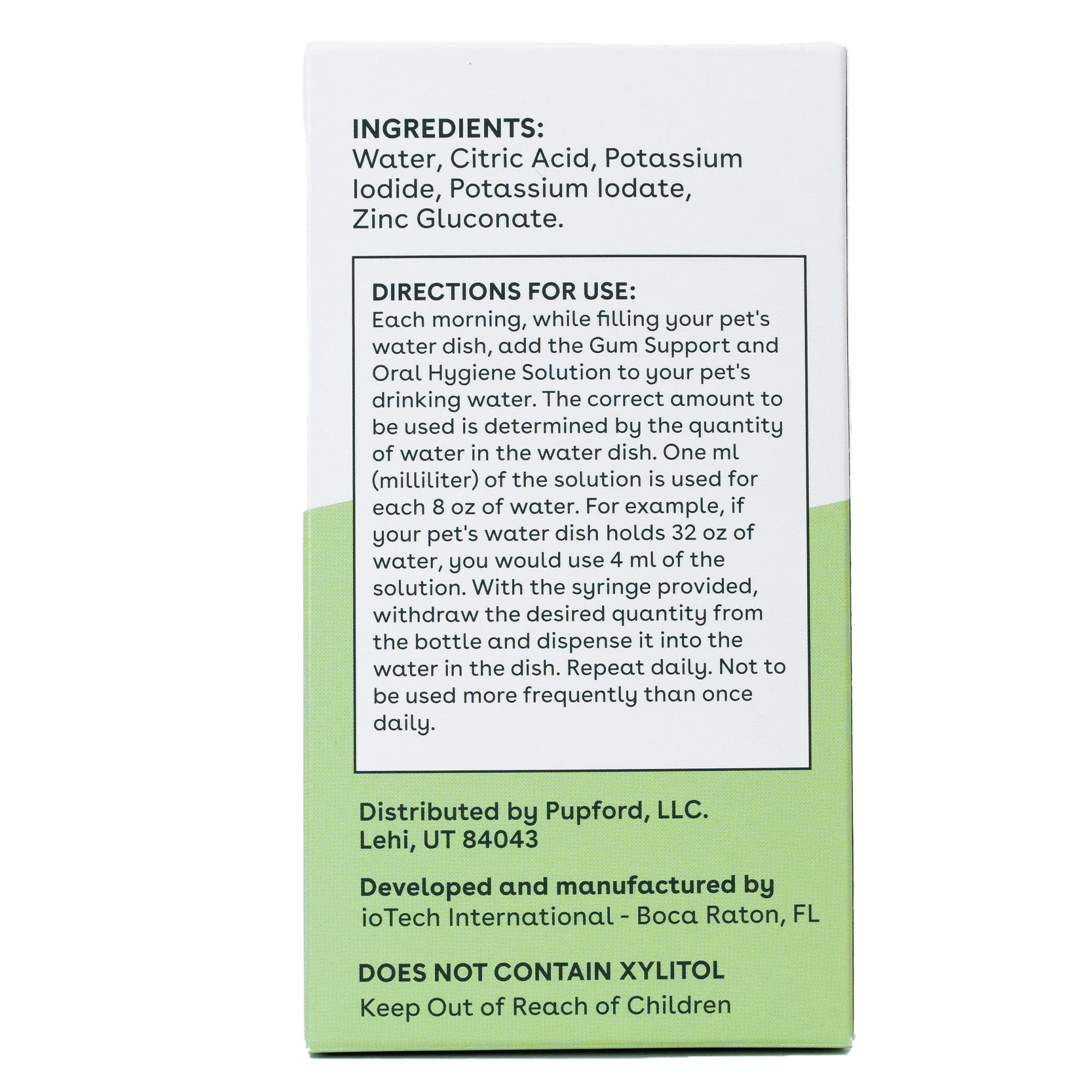 Pupford Gum and Oral Hygiene Solution, Reduces Plaque & Tartar, Supports Clean Teeth & Gum Health, Freshens Breath, Water Additive, 4-oz Bottle