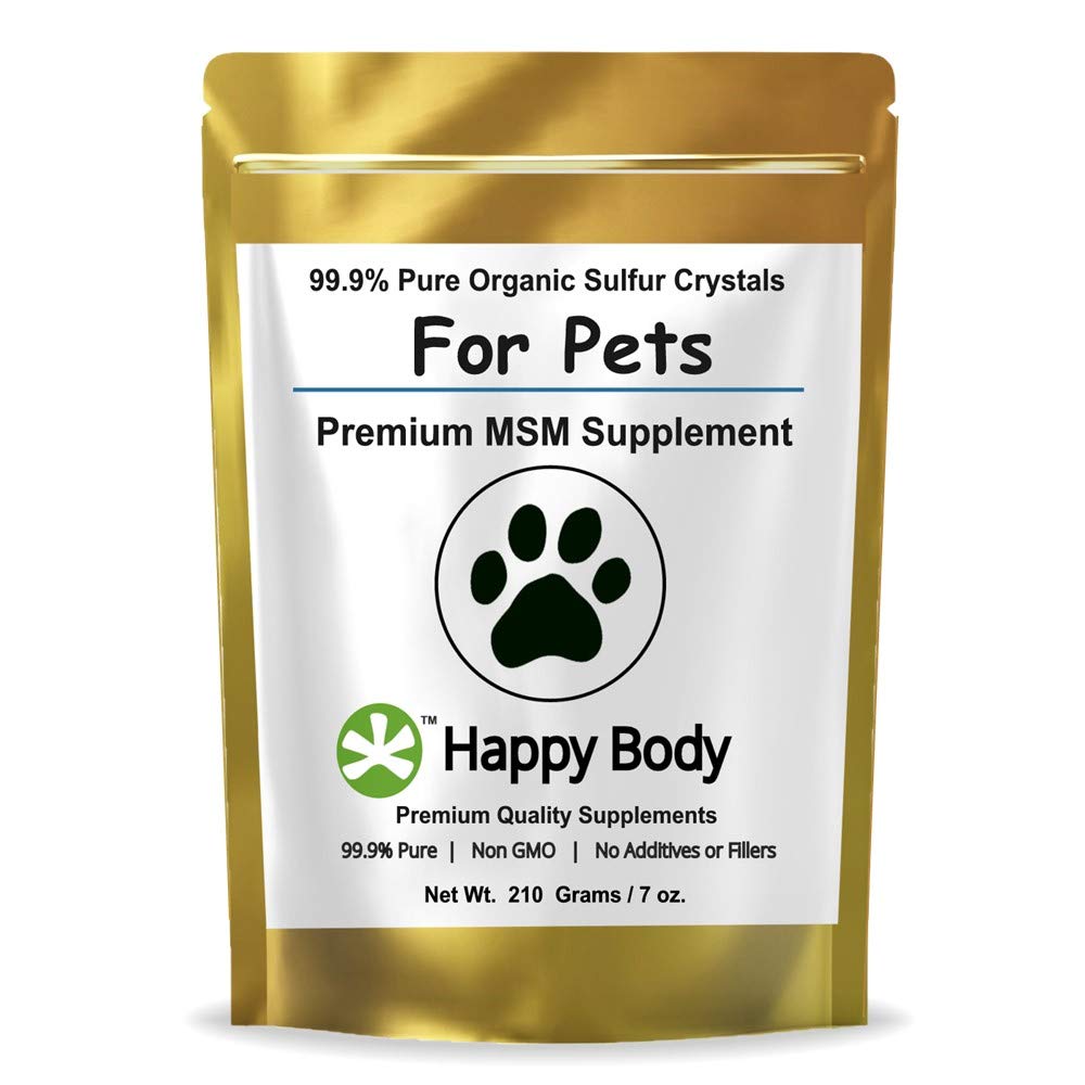 Pure MSM Joint Supplement for Dogs, Cats, & Horses – 100% Additive-Free – High Performance, Supports Senior Pets Wellness, Healthy Joints, Mobility, Aches, & Fatigue – HAPPY BODY - 7oz