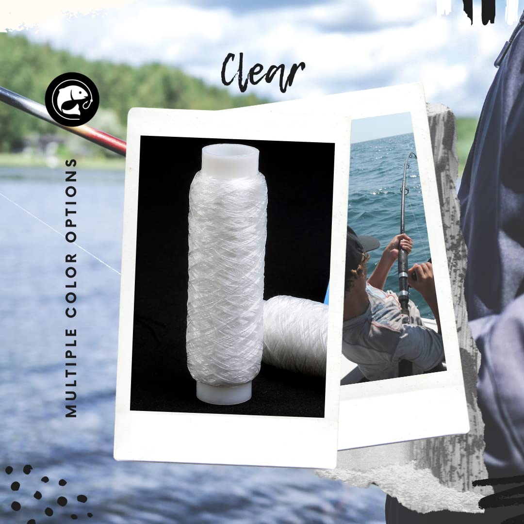 DelPesca Pack x12 Invisible Nylon Fishing Bait Elastic Thread Spool Fishing Lure Wire 150mts 492ft 0,042 Transparent,White transparent