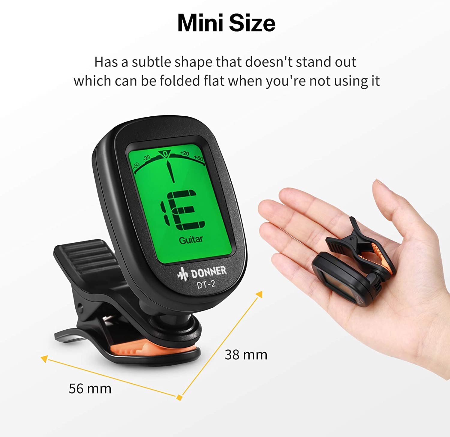 Donner Guitar Tuner Clip on-Accurate Chromatic,Acoustic Guitar Bass Violin Ukulele Tuner DT-2