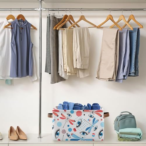 Dragonfly Eyes Storage Basket Bins Foldable Laundry Hamper Toy Storage Bins Box Organizer for Bedroom Office Clothes Pet Nursery Living Room,2 pcs