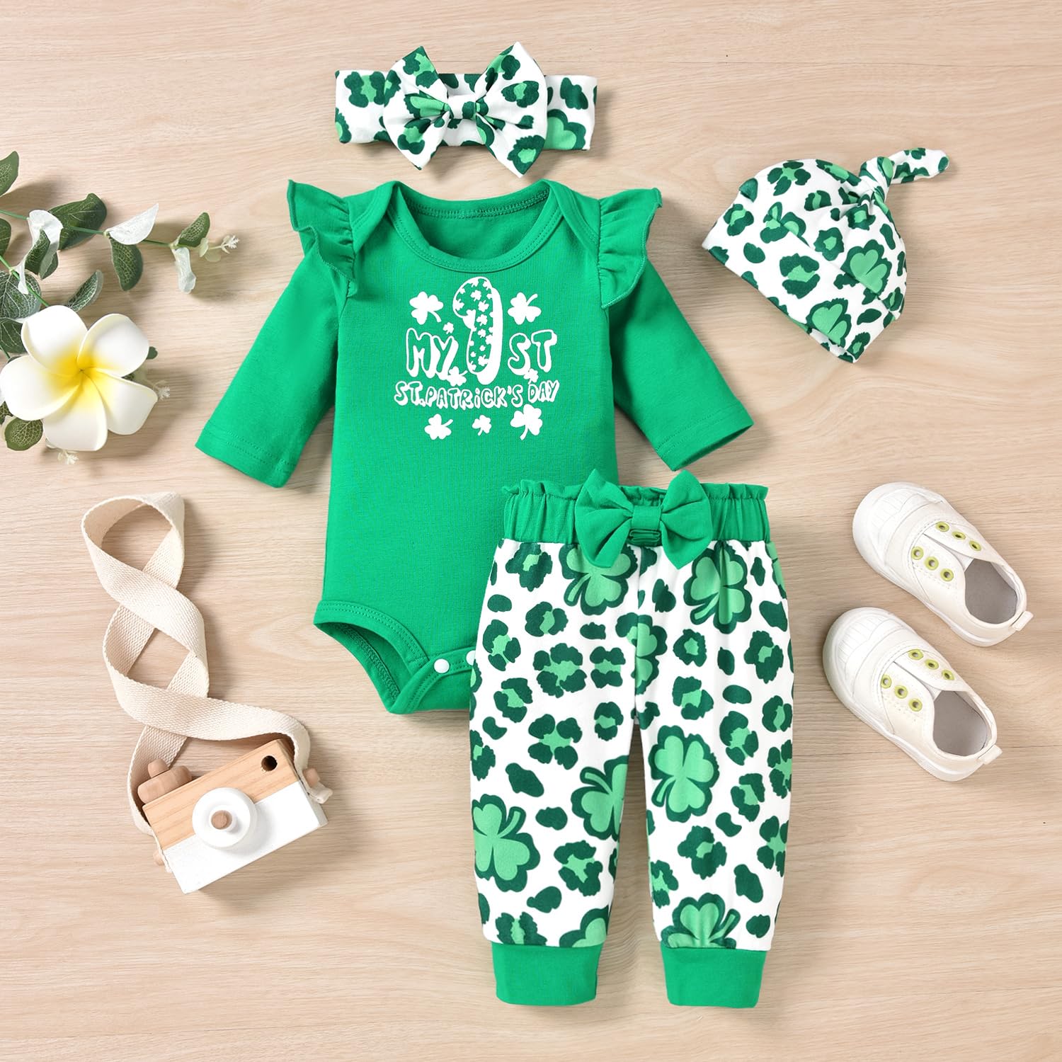 fioukiay 0-3 Months Baby Girls St. Patrick's Day Outfits Infant My 1st St. Patrick's Day Clothes (Green, 3 Months)