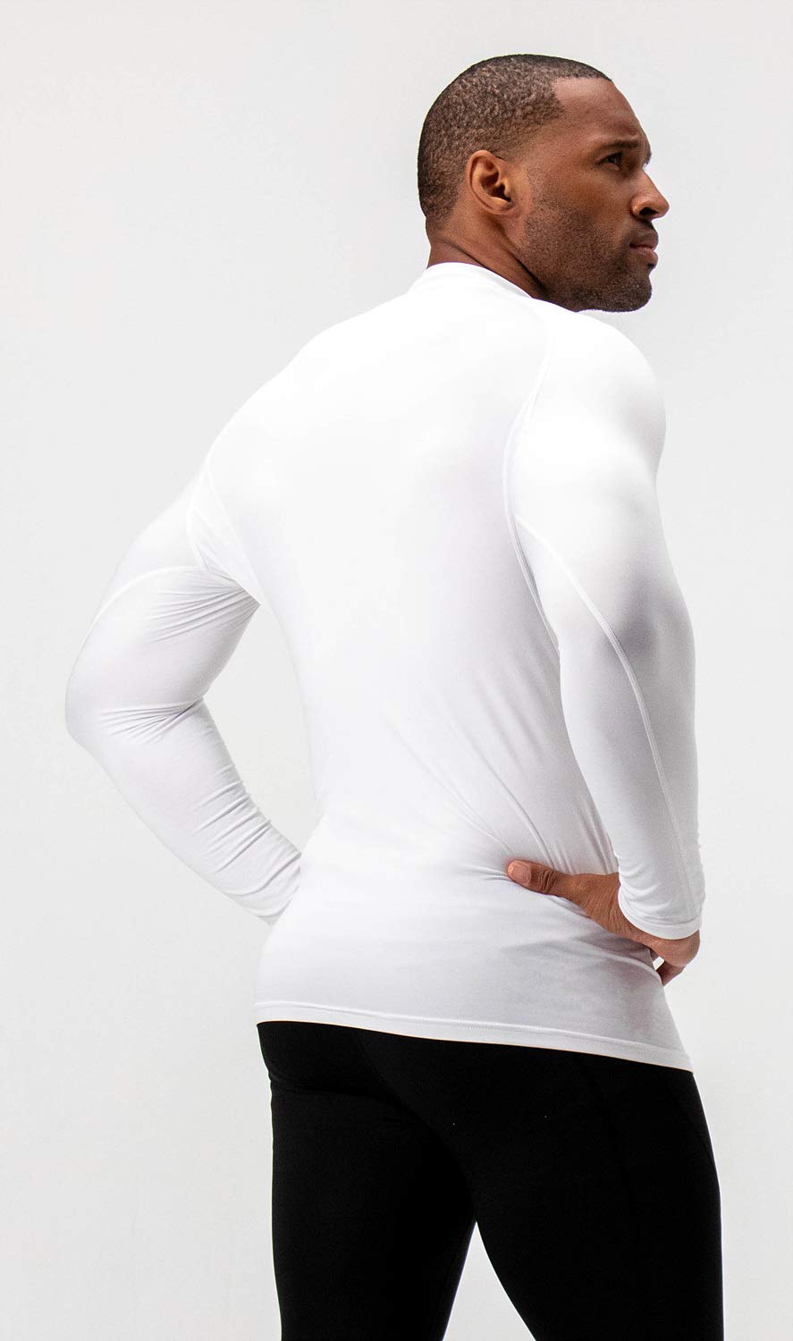 DEVOPS 2 Pack Men's Thermal Turtle Mock Neck Shirts, Compression Long Sleeve Tops (Small, Black/White)