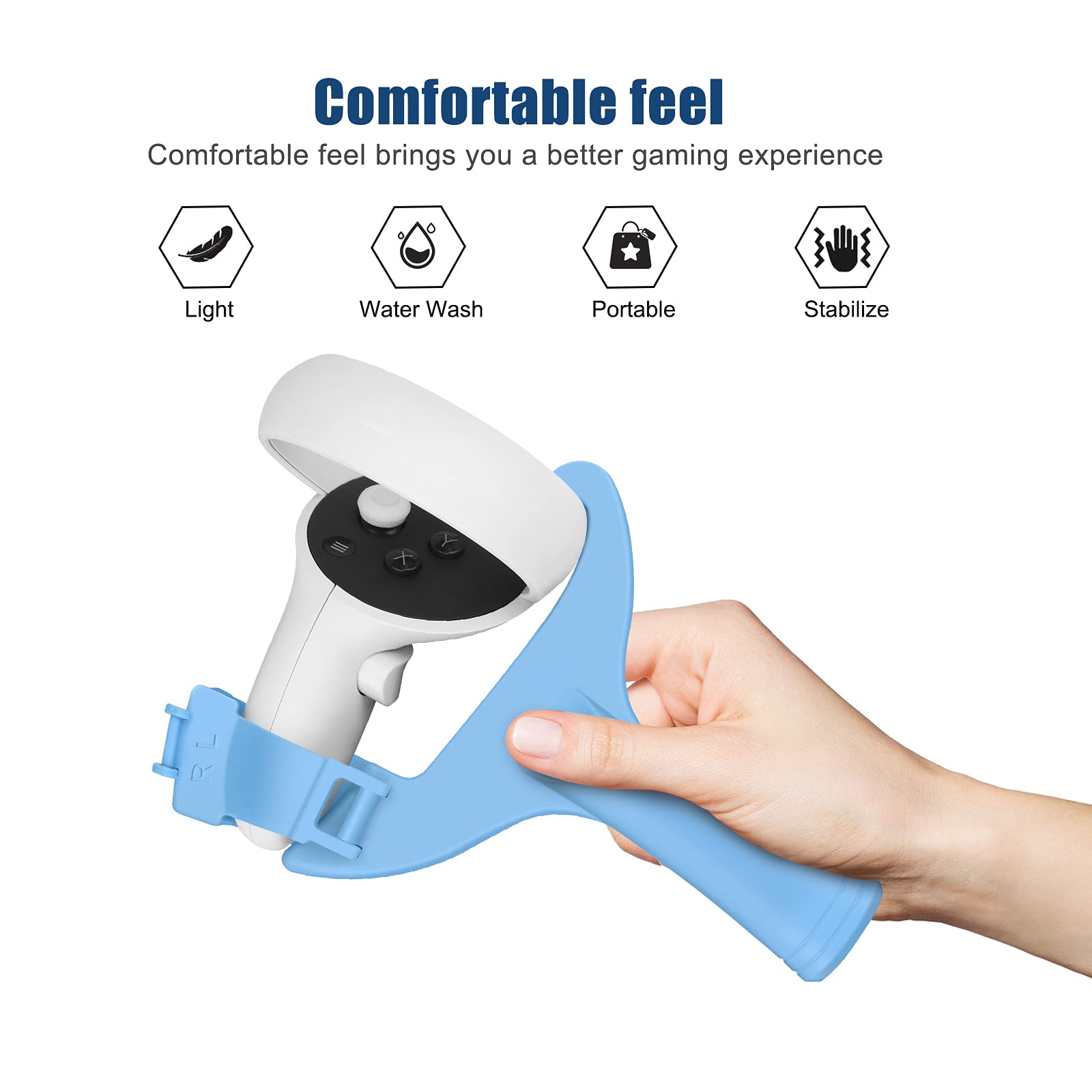 Eyglo Table Tennis Paddle Rackets Grip Handle for Oculus Quest 2 Touch Controllers, Playing Eleven Table Tennis VR Game Quest 2 Accessories Ping Pang Paddles (Blue and Red)