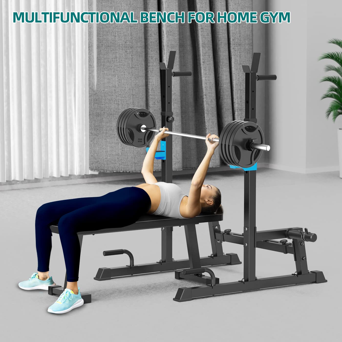 DONOW Smith Machine, Power Cage Power Rack Squat Rack with Smith Bar Home Gym System with LAT Pull Down Chest Station for Strengthen Training Without Weights