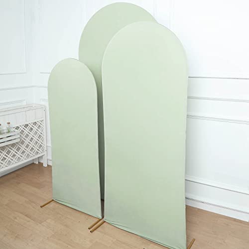 Efavormart Set of 3 | Matte Sage Green Spandex Fitted Wedding Arch Covers for Round Top Chiara Backdrop Stands - 5ft, 6ft, 7ft