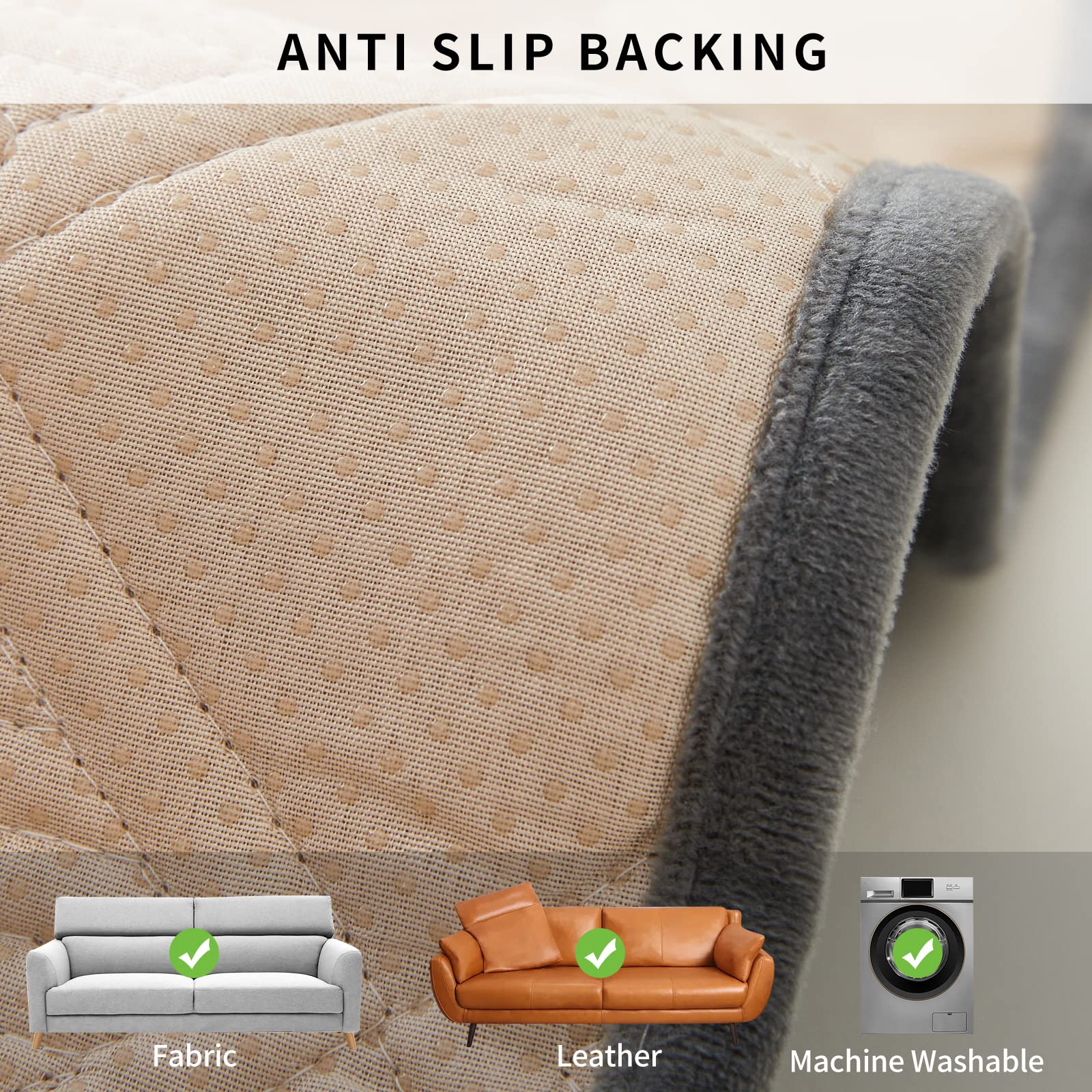 Deep Dream Couch Cover, Sectional Couch Covers, Sofa Covers for 3 Cushion Couch, Couch Cover for Dogs Pets Recliner Loveseat L Shaped, Anti-Slip Sofa Covers 36 x 94 Inch - Light Coffee(Only 1 Piece)
