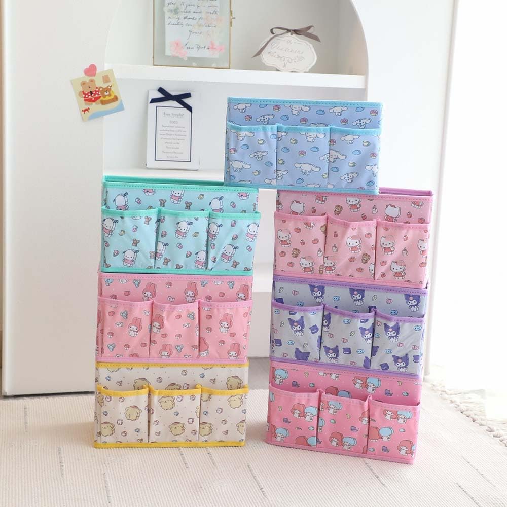 Kawaii Collapsible Storage Bin, Cute 4 Grids Storage Box Makeup Holder Office Desk Organizer Room Decor for lipstick,makeup brush,hair accessories...