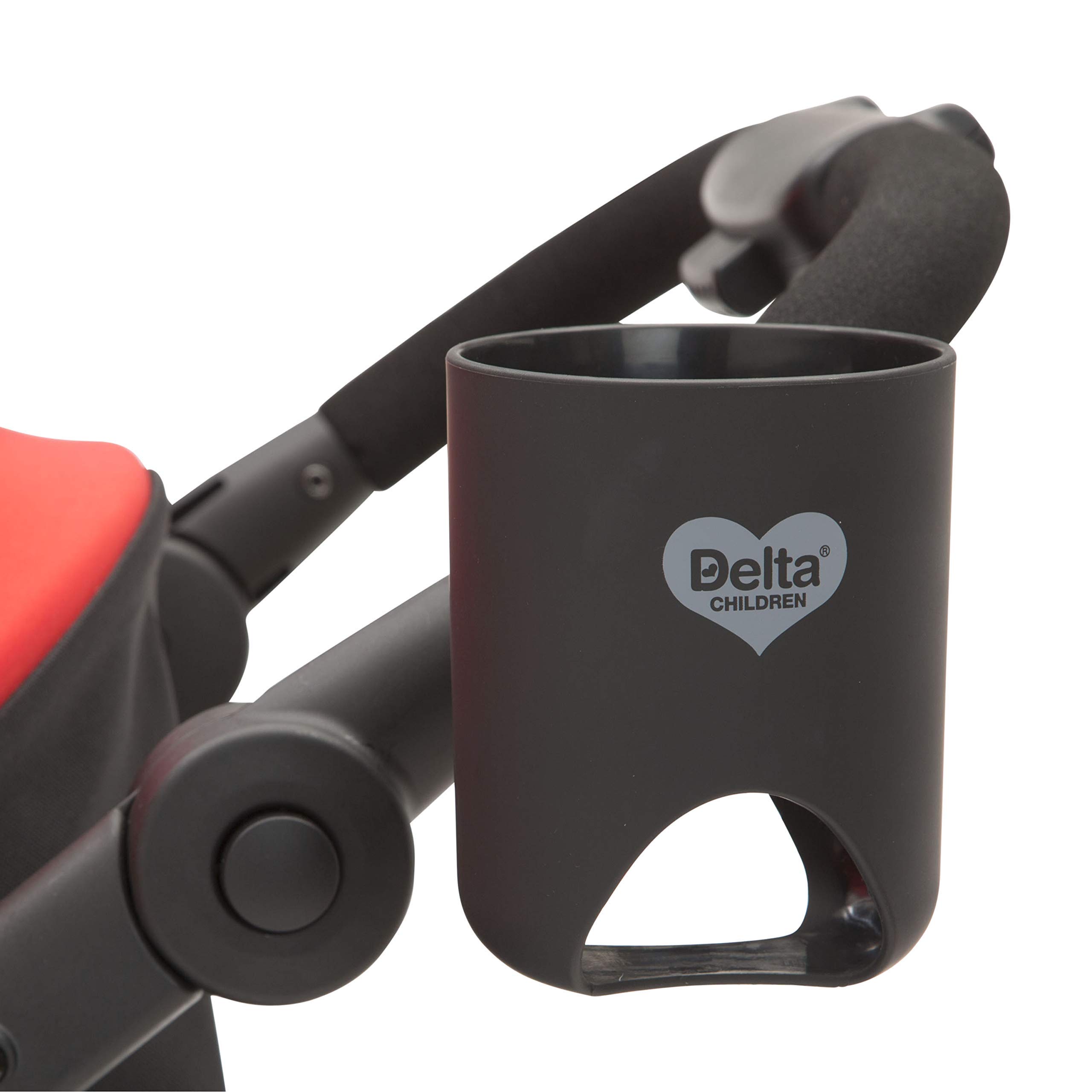 Delta Children Easy Mount Universal Stroller Cup Holder/Bike Cup Holder – 2 Pack | Fits Water Bottles, Travel Coffee Mugs, Kids Sippy Cups, Black