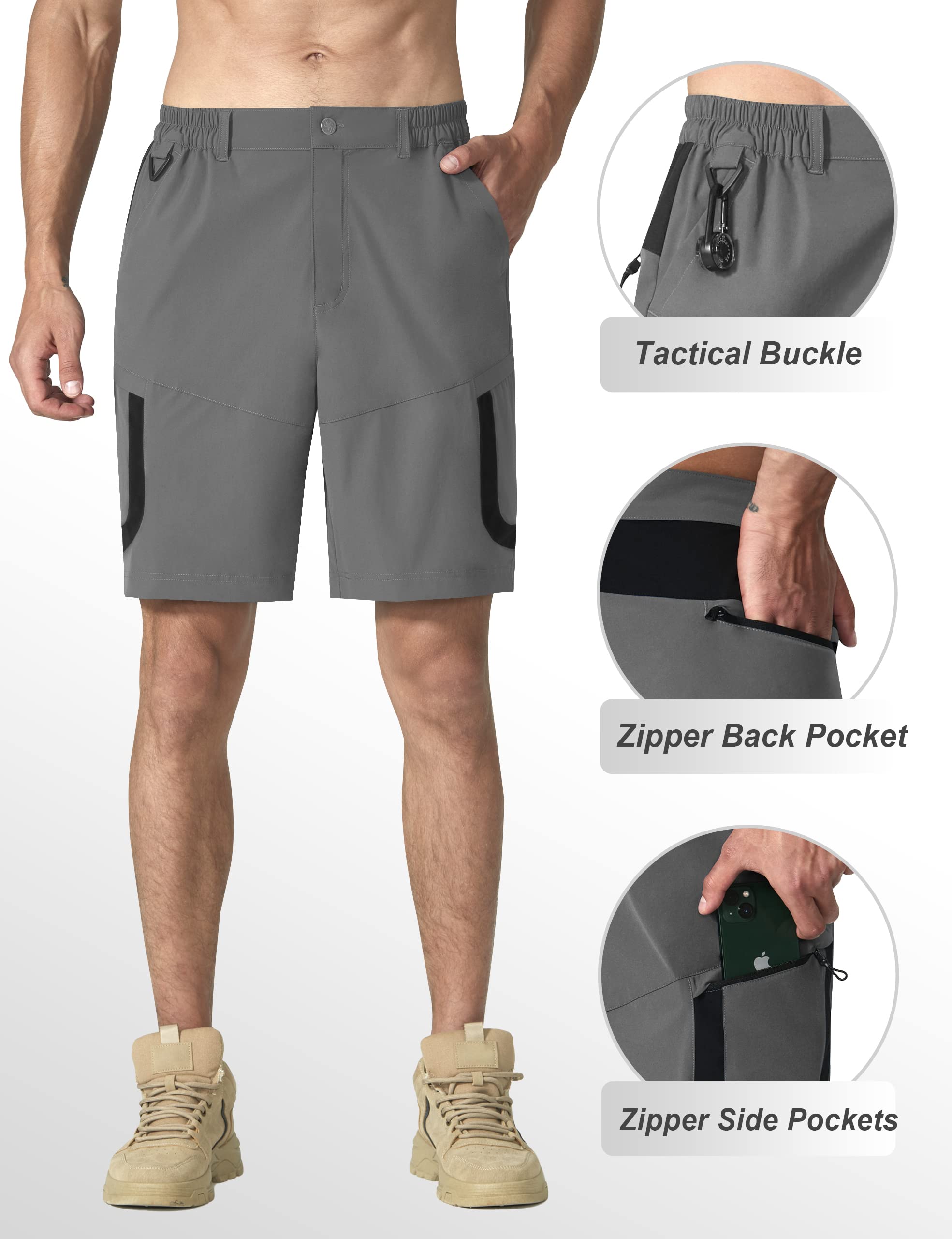 EZRUN Men's Hiking Cargo Shorts Casual Golf Shorts Outdoor Work Shorts with Multi Pockets for Travel Fishing Camping