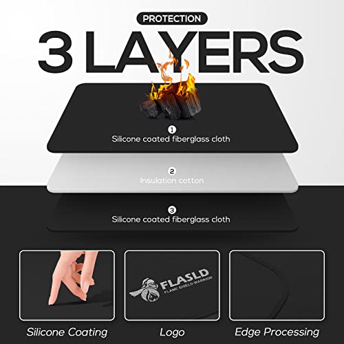 FLASLD Fire Resistent Fireplace Hearth Mat 30×40inch, Fire Retardant Hearth Pad for Wood Stove Fireplace, Protect Floor from Sparks Embers