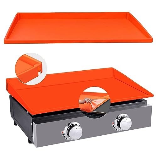 Jacooxi 22 Inch Silicone Griddle Mat for Blackstone Grill, Upgraded Full-edge Griddle Cover, All Season Griddle Cooking Surface Protective Cover, Orange