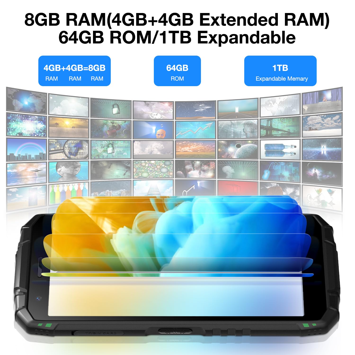 DOOGEE S41T Rugged Smartphone Unlocked 2024,6300mAh Battery,8GB+64GB,4G Dual Sim Rugged Phone,Android 13 Phone,13MP Camera,IP68 Waterproof Cell Phone,Face Unlock,NFC/T-Mobile,GREEN