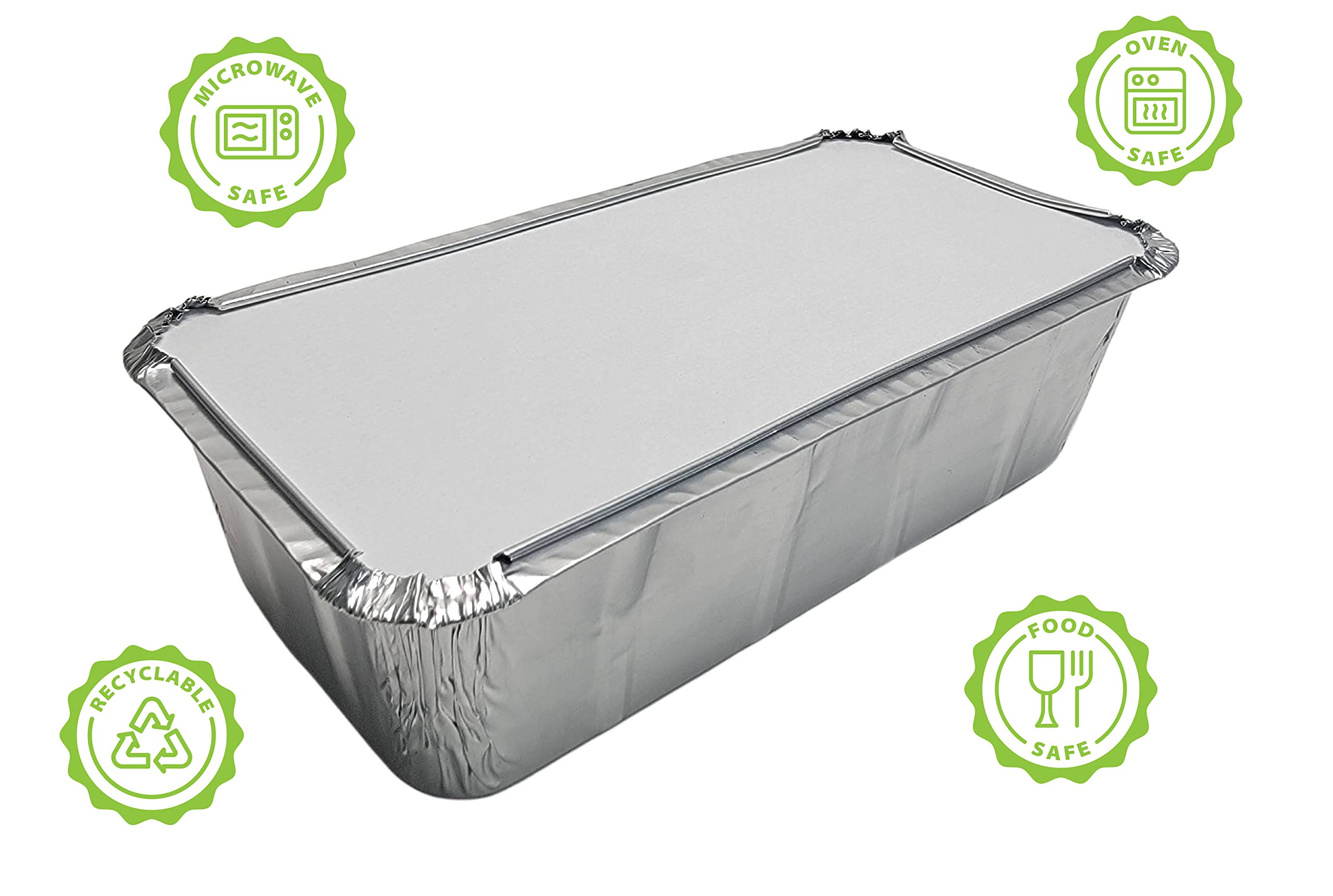 D&W Fine Pack Disposable 2 lb. Aluminum Foil Closeable Loaf Pan with Board Lid - 33 Ounces - Perfect for Baking Breads, Cakes, Food (Pack of 500)