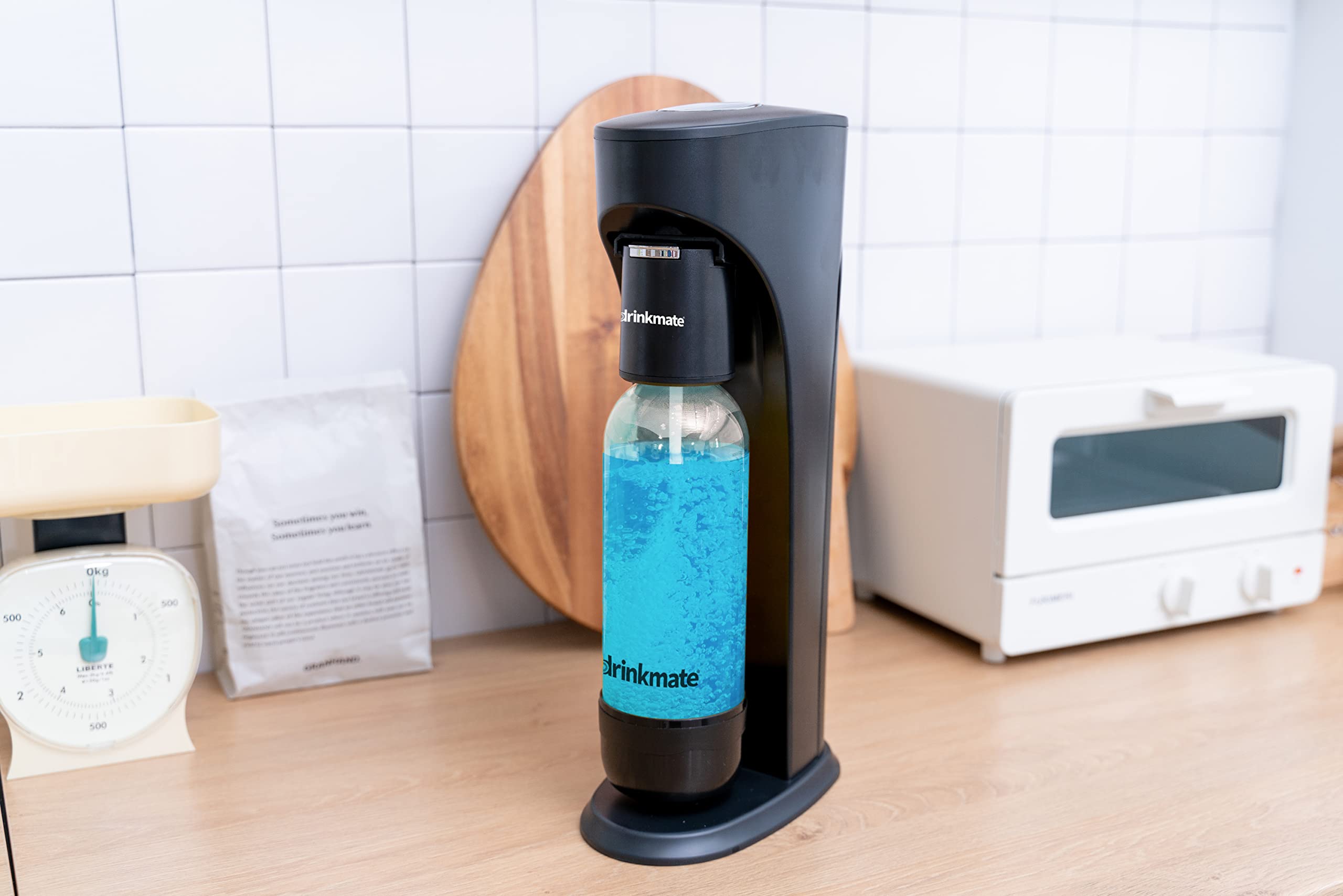 Drinkmate OmniFizz Sparkling Water and Soda Maker, Carbonates Any Drink, PARTY PACK - Includes two 60L CO2 Cylinders, three Carbonation Bottles, and two Fizz Infusers (Matte Black)