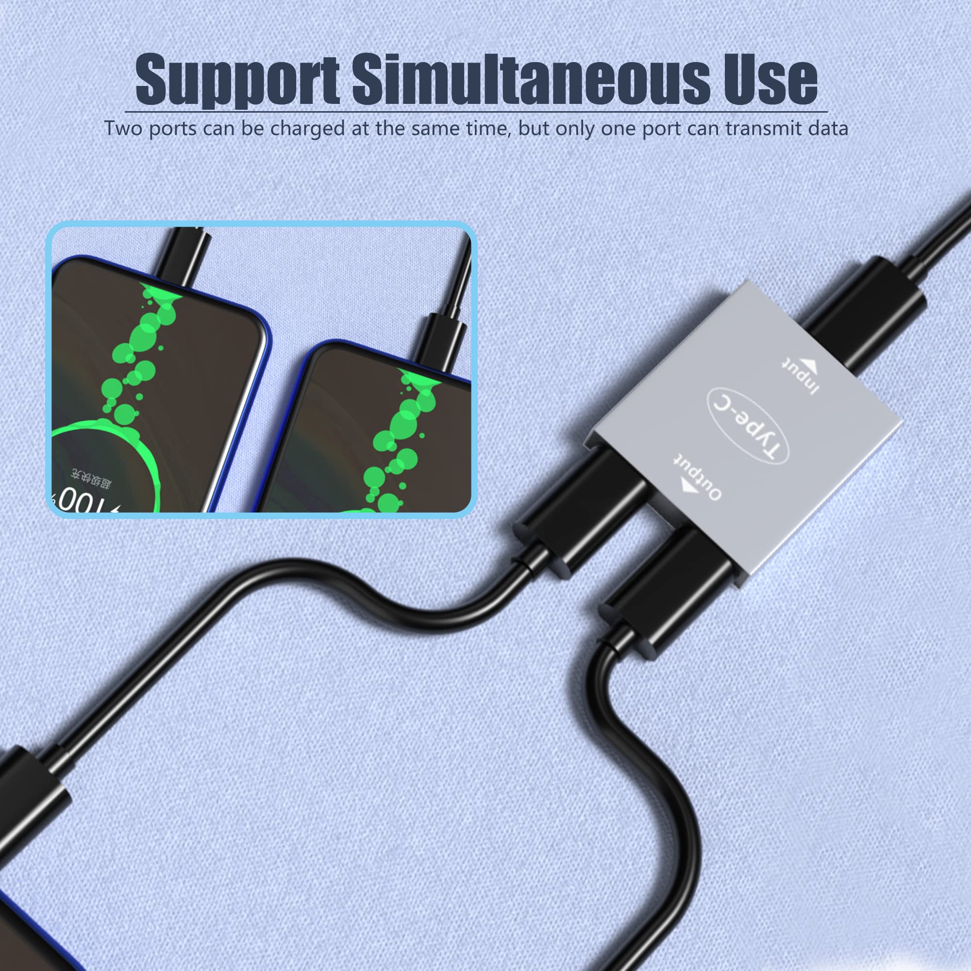 YACSEJAO USB C Splitter Dual USB C Charger Adapter USB Female to Female Double USB C Port Hub Charger Power Split Adapter Splitter(2 Pack)