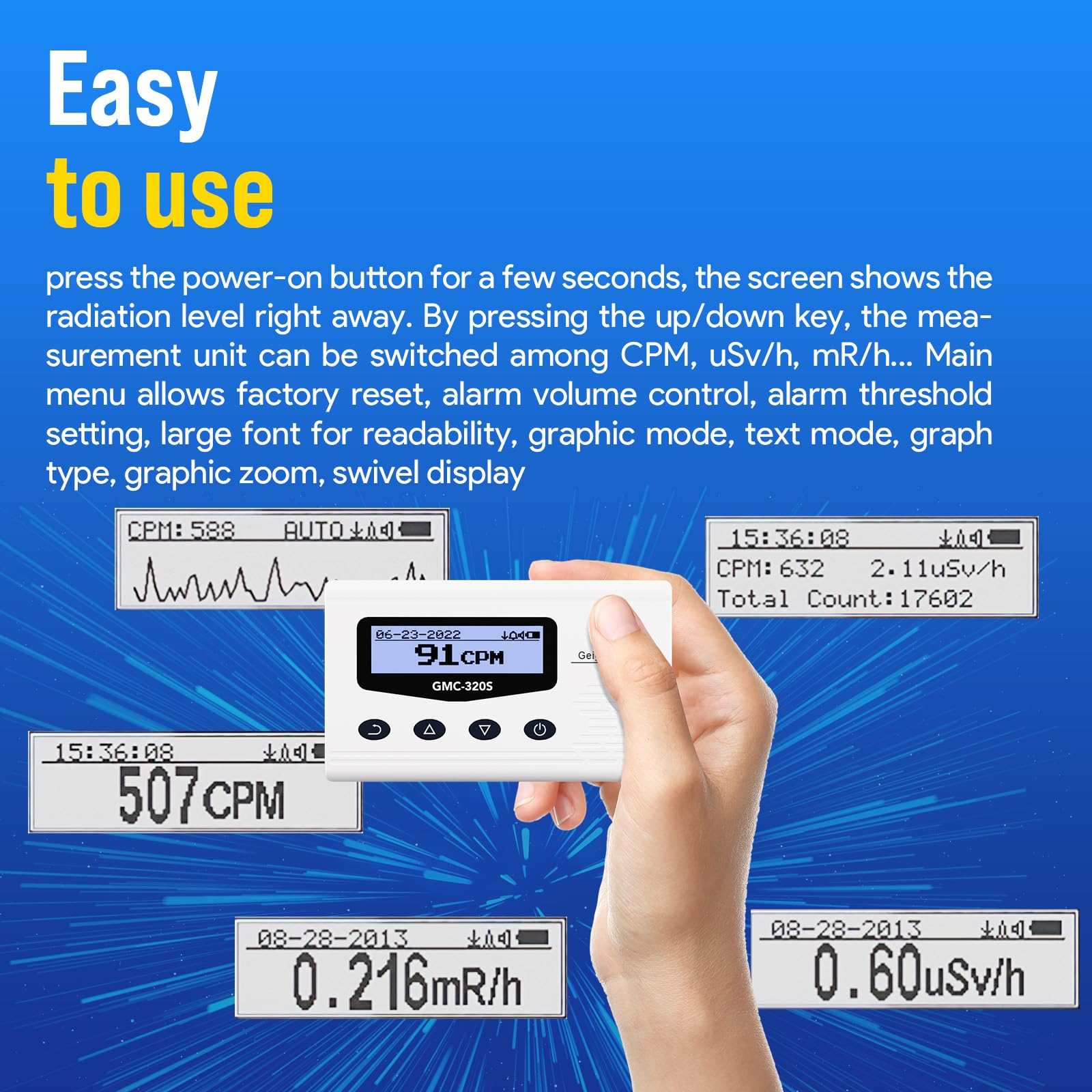 GQ GMC-320S Digital Nuclear Radiation Detector Monitor Meter Geiger Counter Radiation Dosimeter