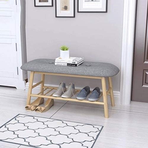 TAZSJG Solid Wood Simple Modern Door wear Shoes Bench Fabric Sofa Stool Home Stool Footstool Shoe Cabinet