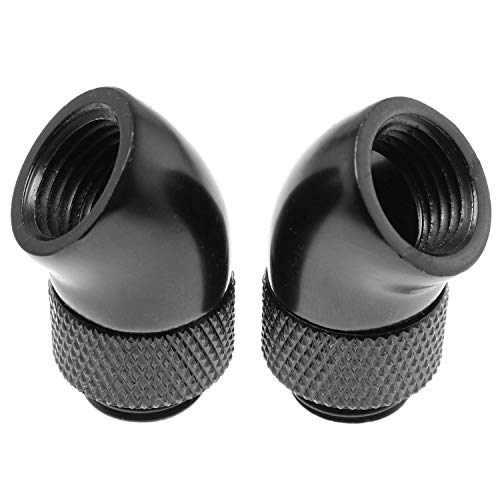 DGZZI 45 Degree Angled Fitting 2PCS G1/4" 45 Degree Black Male to Female Rotary Extender Fitting for Computer Water Cooling System