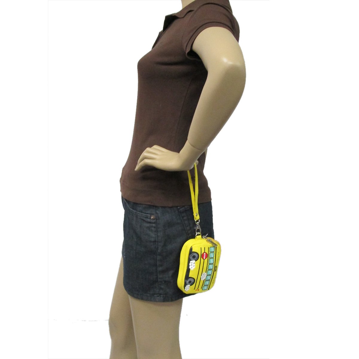 Yellow School Bus Canvas Wristlet One Size