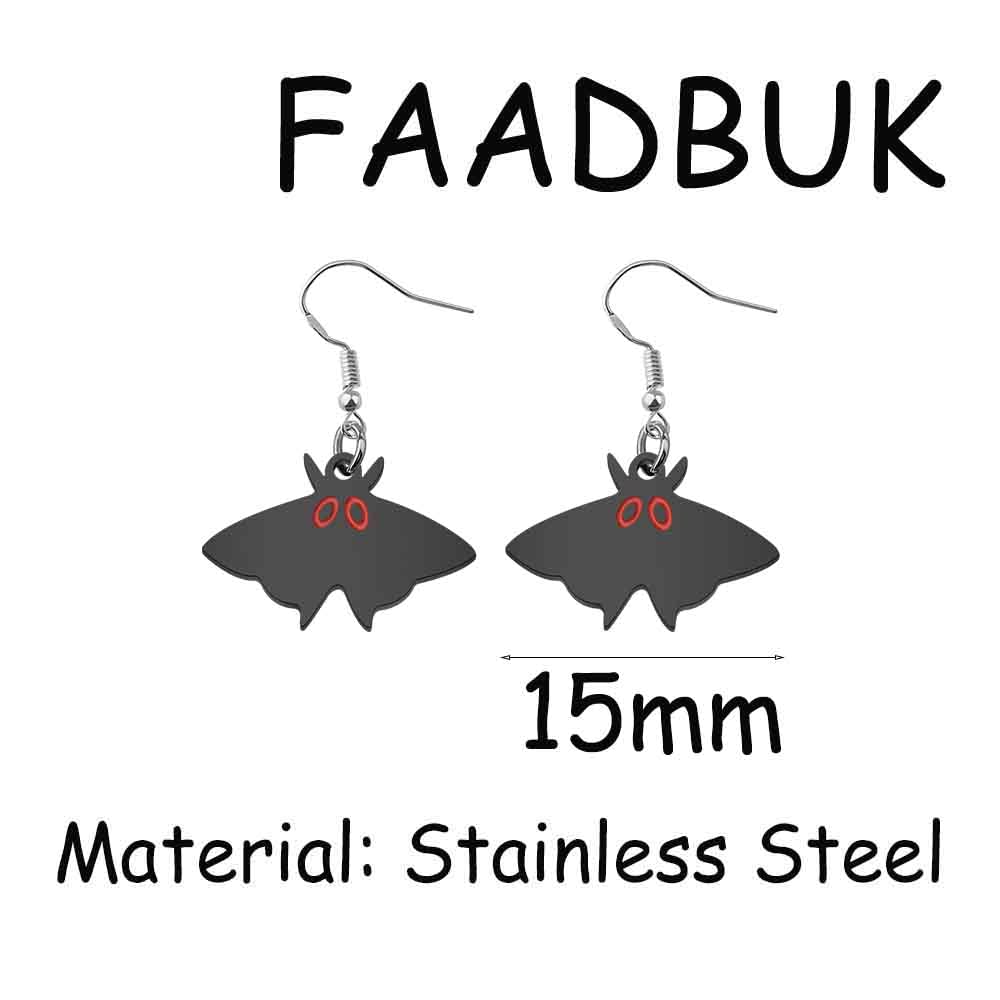 FAADBUK Mothman Lover Gift Mothman Earrings Moth Insect Witch Spooky Monster Creepy Weird Funky Halloween Jewelry (Mothman Earrings)