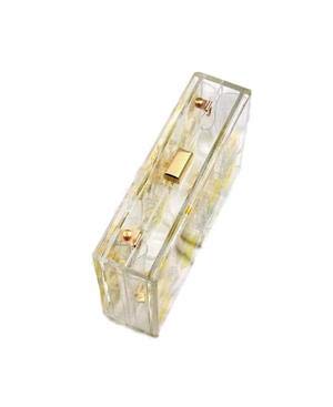 Transparent Floral Imprinted Acrylic Box Clutch