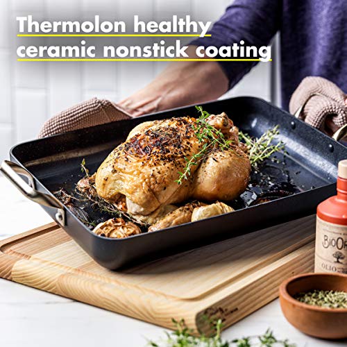 GreenPan Chop & Grill Roasting Pan, 13.8β x 10β, Black