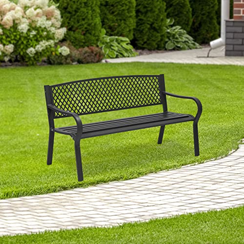 Outogether Steel Bench Sturdy Frame for Outdoor Patio Park Yard Porch Work Entryway Garden (Grey)