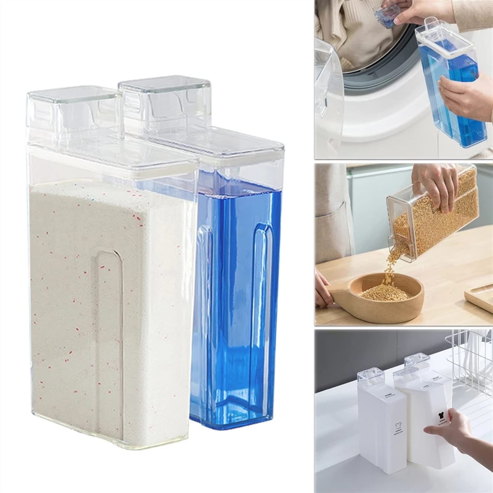 Food Storage Container 3PCS Cereal Container Airtight Keep Dry Pouring Storage Sealed Box 1230ml Laundry Detergent Sub Bottle Bathroom Laundry Powder Container Cereal Dispensers