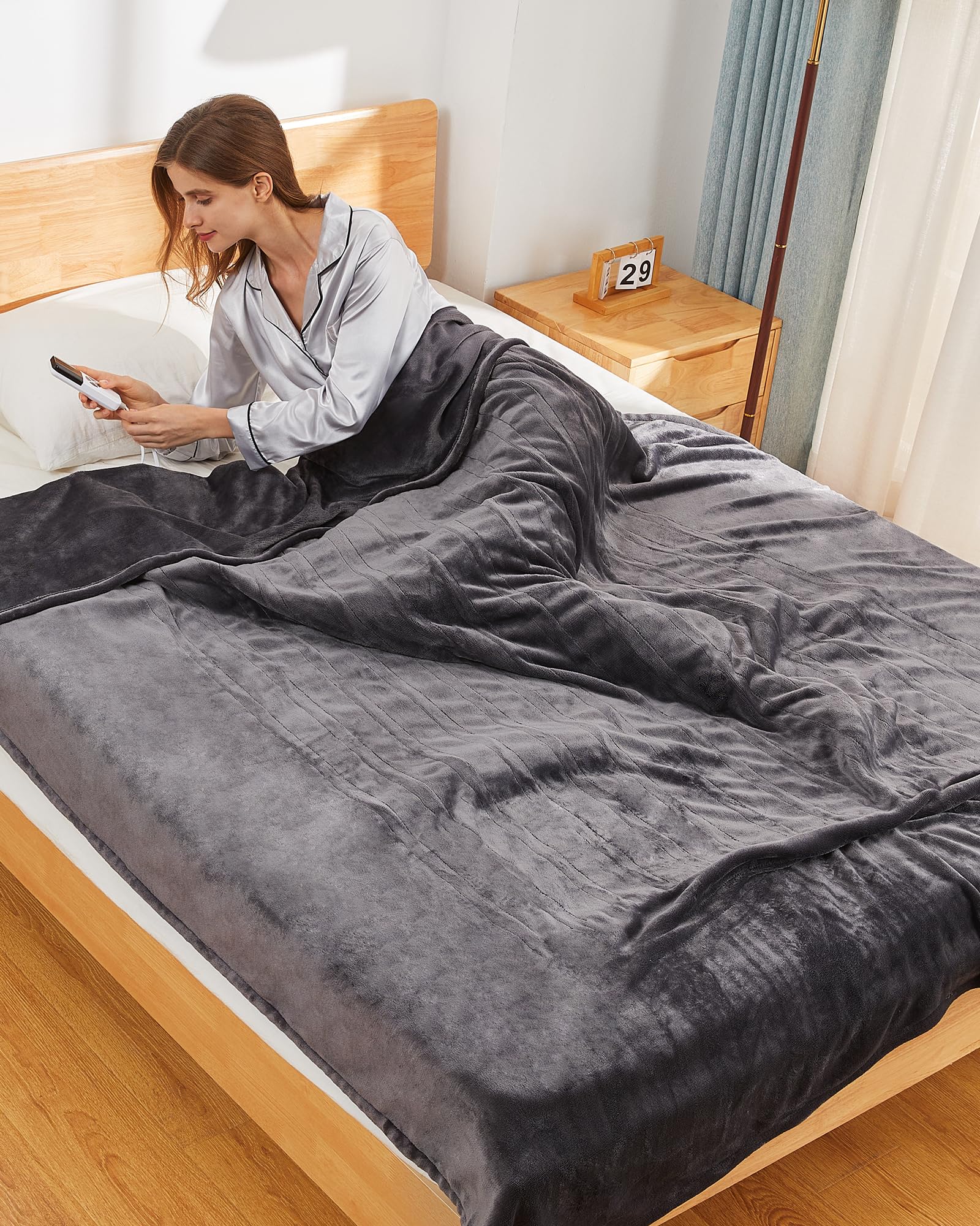COZYTY Electric Blanket Full Size, 72" x 84" Heating Blanket with 6 Heating Levels & 1-10 Hours Auto Off, Dark Gray