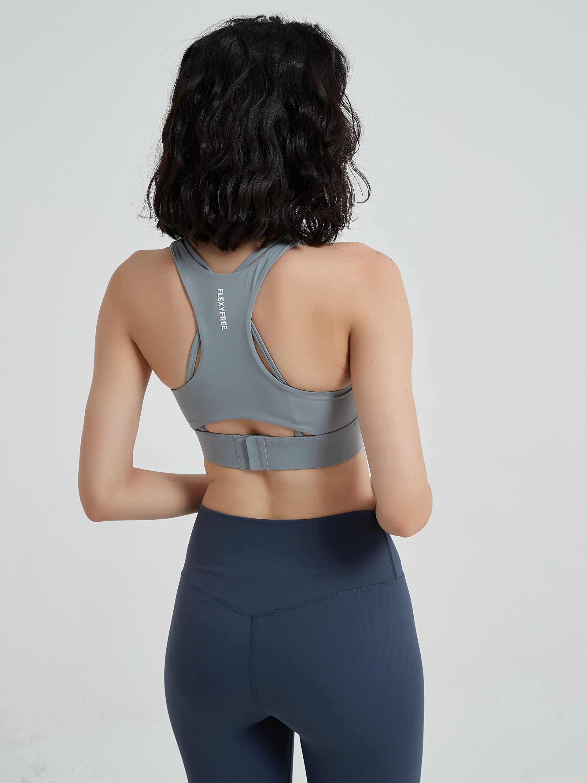Flexyfree High Impact Sports Bra for Women, Full Coverage High Support Bra with Removable Pads and Adjustable Straps Black