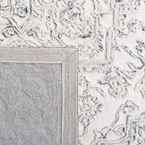 SAFAVIEH Trace Collection Accent Rug - 4' x 6', Ivory & Charcoal, Handmade Wool, Ideal for High Traffic Areas in Entryway, Living Room, Bedroom (TRC302H)