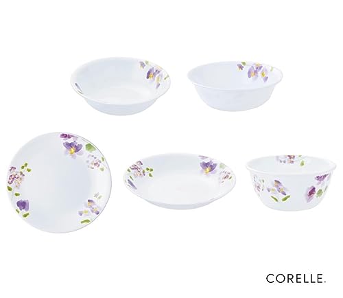CORELLE CP-8941 Correl, 5-piece Set, Medium Plate, Deep Plate, Medium Bowl, Small Bowl, Variable Bowl, Break-Resistant, Lightweight, Microwave Safe, Oven Safe, Dishwasher Safe, Daily, Violet Mist