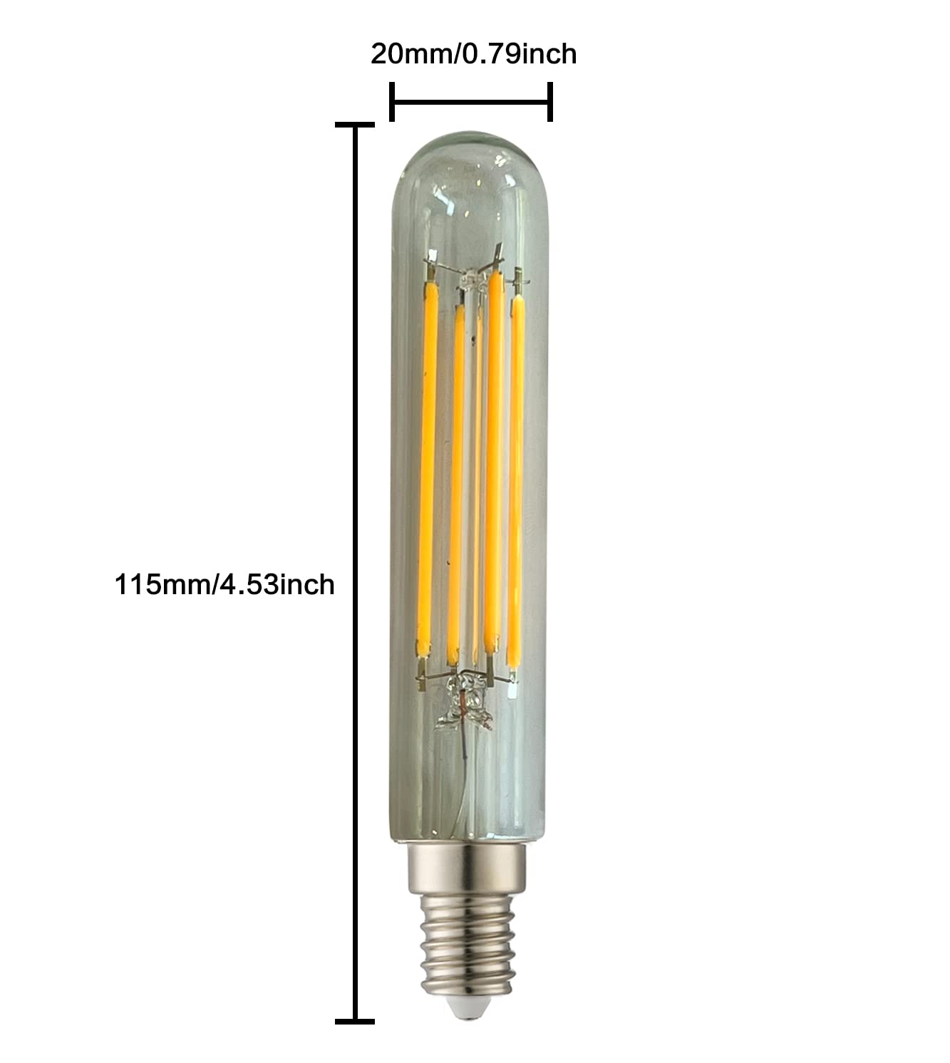 fabuled T8 Dimmable Tubular LED Light Bulbs,E12 Base,4.5Watts,40Watts Equivalent,Candelabra Bulb,Clear Glass Filament Bulbs, 2700K Warm White,6- Pack (Clear)