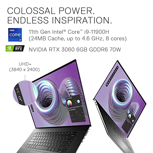 Dell XPS 17 9710, 17 inch UHD+ Touchscreen Laptop - Intel Core i9-11900H, 32GB DDR4 RAM, 1TB SSD, NVIDIA GeForce RTX 3060 6GB GDDR6, Windows 11 Pro - Platinum Silver with Pro Support