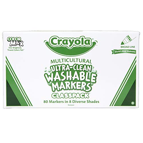 Crayola Multicultural Marker Classpack, Ultra Clean Washable Markers, Broad Line, 80 Count (588200), Assorted, 1-Pack