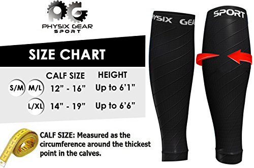 Compression Calf Sleeves Men & Women - Shin Splint Compression Sleeve 20-30mmhg, Best Footless Compression Socks for Achy Calf, Running, Nurses, Pregnancy, Post-Surgery Relief (1 Pair BLK-BLU S/M-M/L)