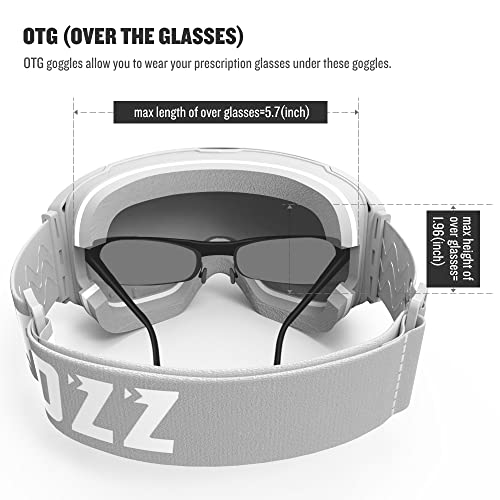 COPOZZ Ski Goggles, G2 Magnetic Snowboard Goggles, Polarized OTG UV400 Skiing Goggles for Options