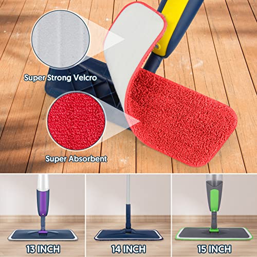Microfiber Spray Mop Pads Replacement Compatible with Swiffer PowerMop - MEXERRIS Floor Cleaning Mops Heads Replacement Washable Flat Mop Refills Fit for All Spray Mops & Reveal Mop, 7 Pack/Set Red