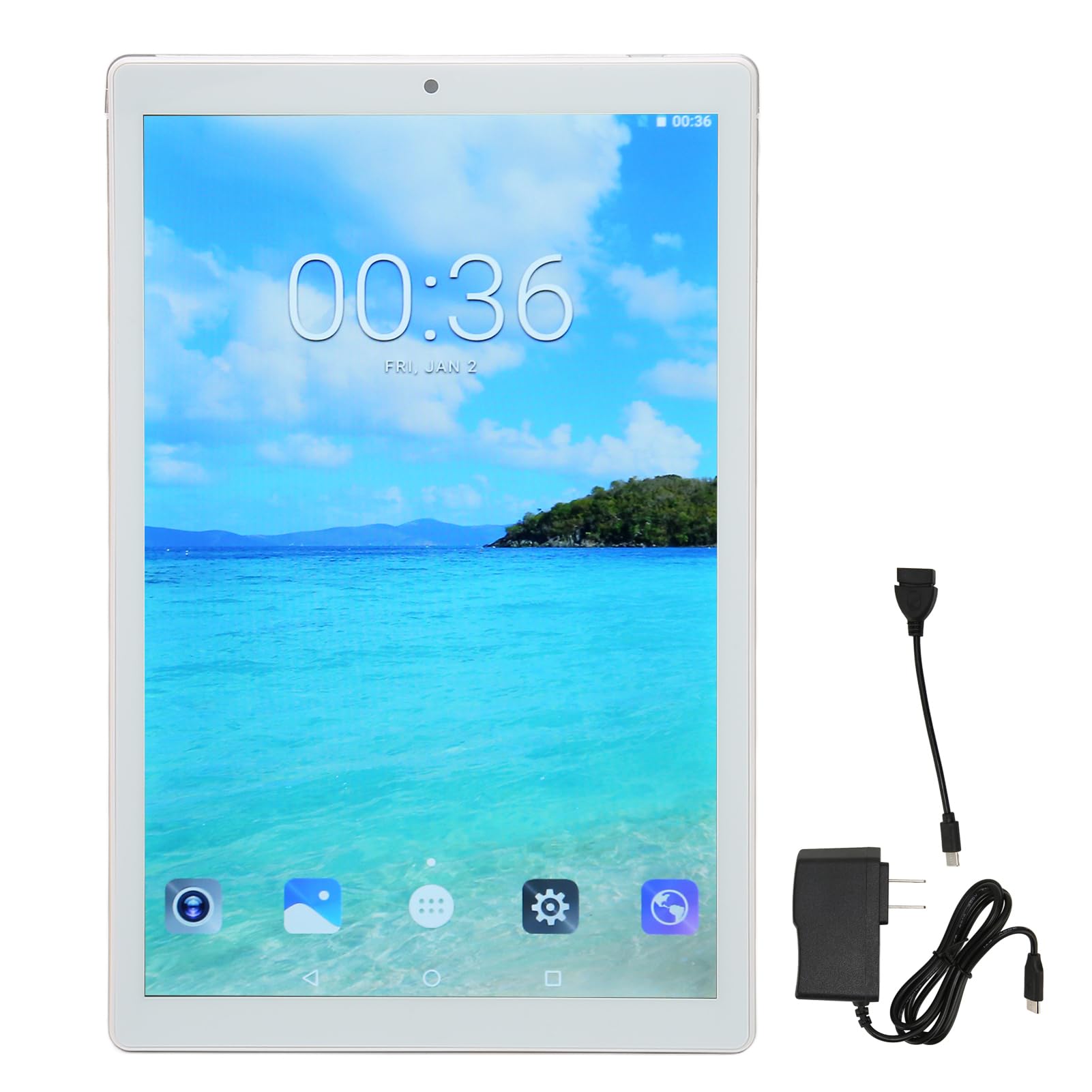 DAUERHAFT 10.1 Inch HD Tablet, Front 5MP, Rear 8MP, US Plug, 100‑240V, 6000mAh, Fast Charge for Study and Work (Silver)