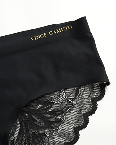 Vince Camuto Women's Underwear ? Seamless Lace Hipster Briefs (3 Pack), Size Medium, Black/Black/Black
