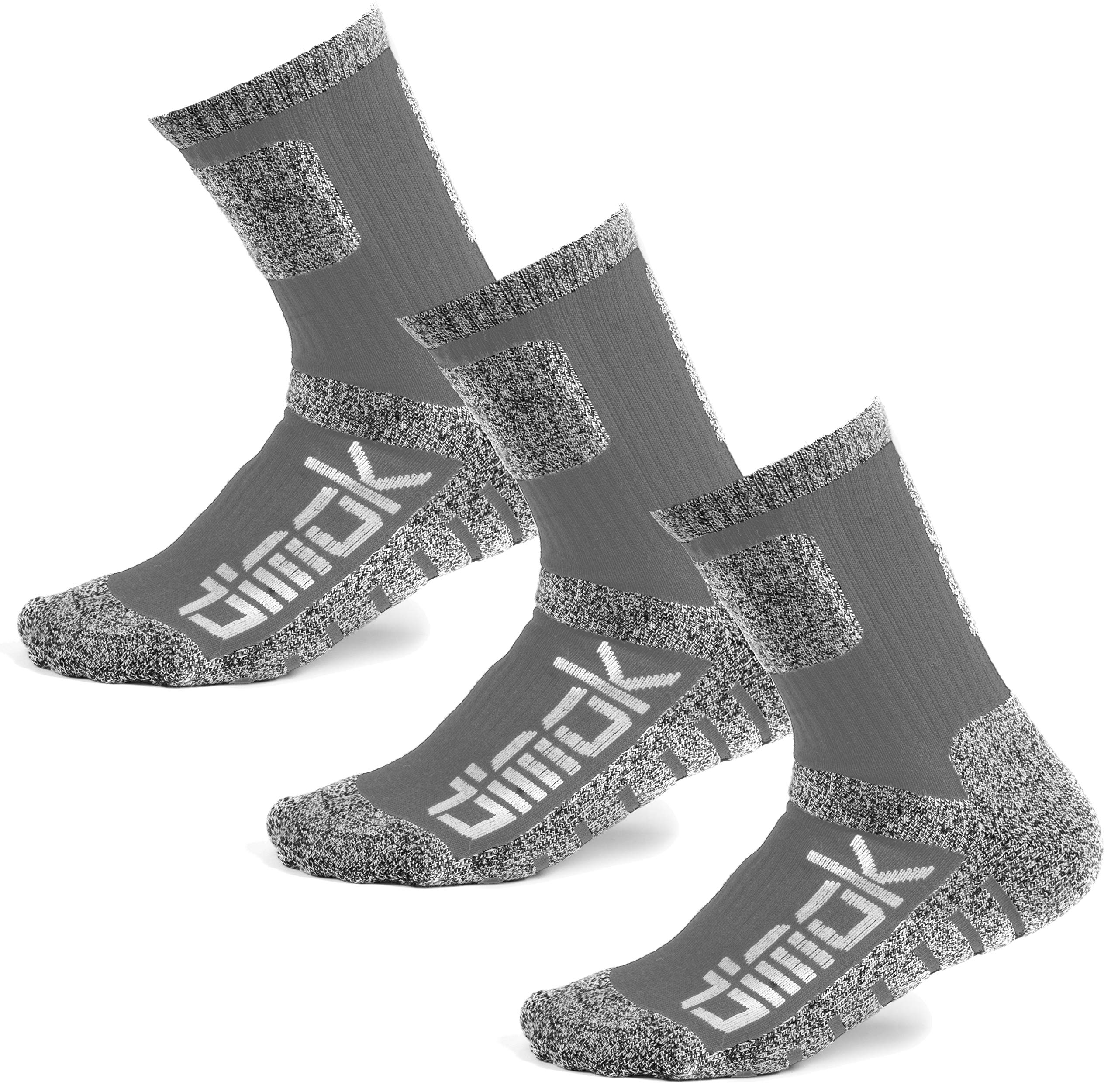 dimok Warm Socks for Men Hockey Hiking Athletic Moisture Wicking Trekking Sports Crew Winter Sock Mens Women Boys (X-Large, Grey)