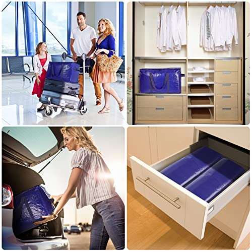 Uhogo Moving Bags Heavy Duty - 6 Pack Extra Large 110L Storage Bags with Strong Handles and Zippers - Durable, Waterproof and Space-Saving Alternative to Moving Boxes (Blue)