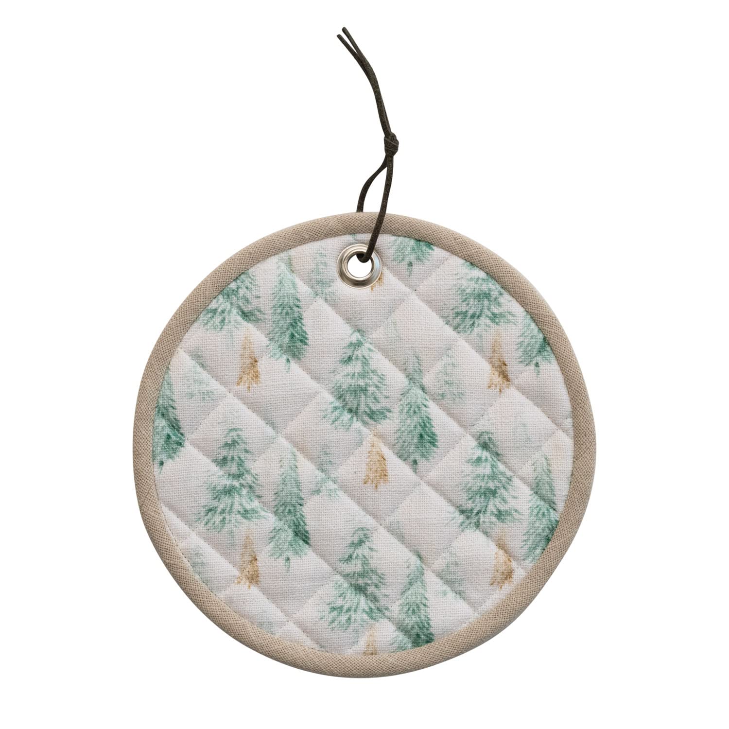 Creative Co-Op 8" Round Printed Cotton Pot Holder